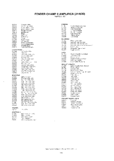 Prowess Amplifiers - Fender - Schematics - Champ II - parts list and layout
