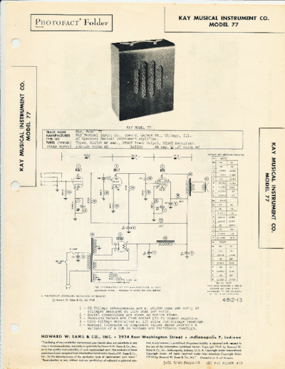 Prowess Amplifiers - Kay - Schematics - Kay model 77 - 1948 Kay model 77