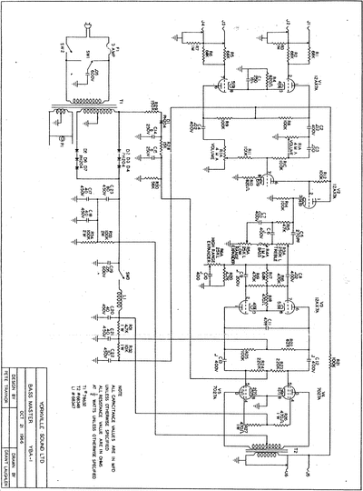 Prowess Amplifiers - Traynor - Schematics - Bassmaster Yba 1 - Version 1